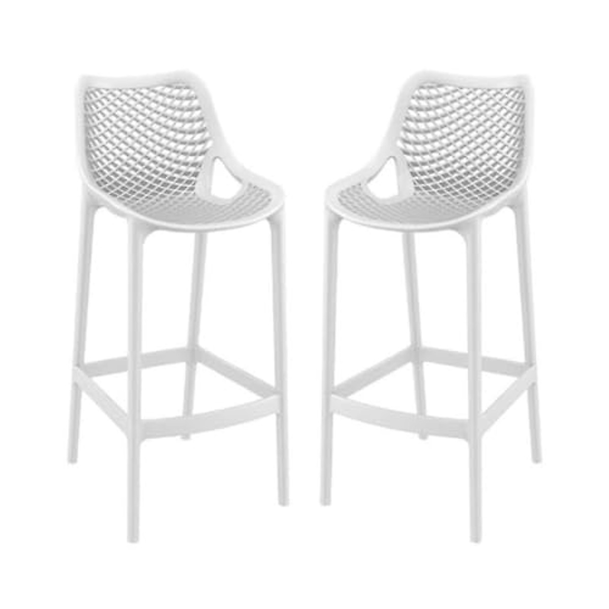 Home Square Polypropylene Patio Bar Stool in White - Set of 2