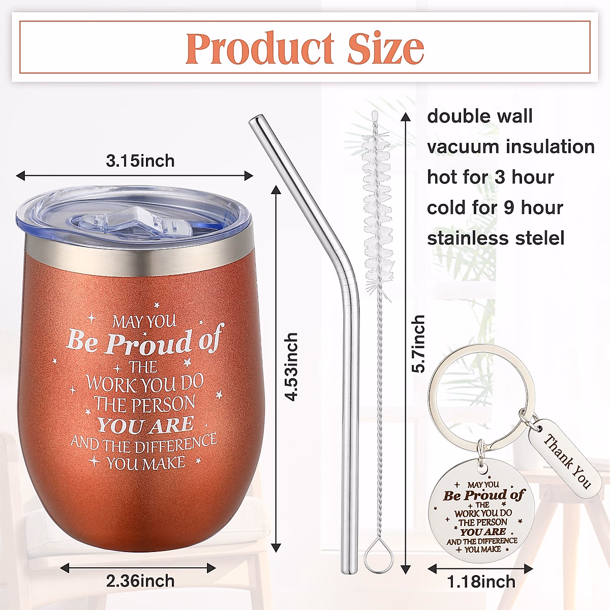 Tioncy 48 Pcs Wine Tumbler 12 oz with Lid and Straw Funny Keychain Fluffy Cupcake Socks Teacher Appreciation Thank You Gift for Coworker Employee Teacher Women