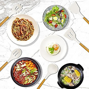 Veluebay Cooking Utensils Set, 12 Pcs Kitchen Utensils Set Silicone, Silicone Spatula For Cooking, Wooden Cooking Utensils, Silicone Utensils For Cooking, Kitchen Cooking Utensils Set (white)