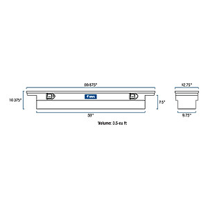 UWS TBS-69-SL-LP-BLK Black Single Lid Slim Line Aluminum Low Profile Toolbox with Beveled Insulated Lid