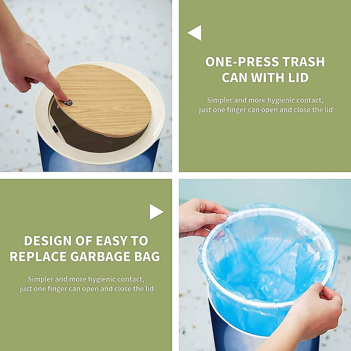 Small Trash Can with Lid for Bathroom Kitchen Office Diaper 3D rendering a majestic white sitting down howling to a big moon Stars Bedroom Garbage Trash Bin Dog Proof Waste Basket Cute Decorative