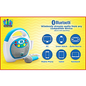 eKids KIDdesigns Mother Goose Club Bluetooth Sing Along Portable MP3 Player Real Mic 24 Songs