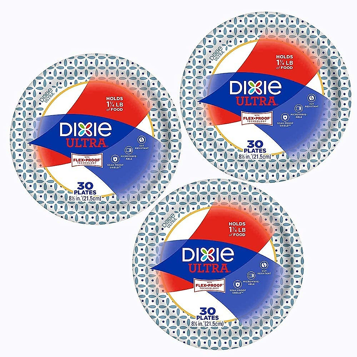 Heavy Duty Disposable 8.5" Paper Plates - Medium Plate (30 ct) (Pack of 3) Styles May Vary