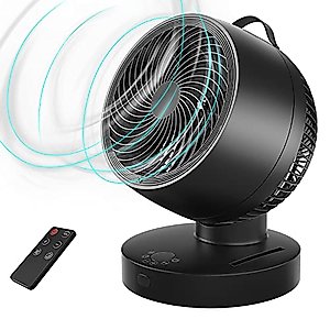 Kapoo Air Circulator Fan, Blade 8", 6 Speeds 4 Wind Modes, Table Tower Fan with Remote Horizontal Vertical Oscillating, b19,Black,GS-XXG037