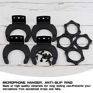 LNQ LUNIQI 4 Sets Microphone Holders Wall- Mounted Microphone Stand Black Wireless Microphone Hanging Microphone Accessories for KTV Home
