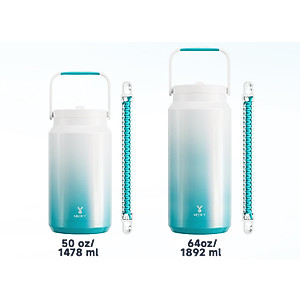 Meoky 50 oz Tumbler with Handle, Stainless Steel Vacuum Insulated Water Bottle, Keeps Cold for 36 Hours, 100% Leak Proof, BPA-free, Non-slip Base (Azure)