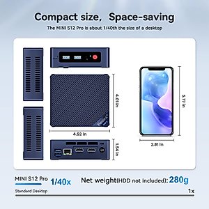 Beelink Mini S12 Pro Mini PC, 12th Gen Intel-N100 (4C/4T, Up to 3.4GHz), 16GB RAM DDR4 500GB PCle SSD, Mini Desktop Computer 4K@60Hz, Dual Display, WiFi6, BT5.2, USB3.2, LAN, Low Power