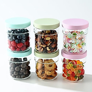 wemburly 6Pack Meal Prep Containers Reusable Glass 2Cup Overnight Oats Containers With Lids Glass Containers16OZ Borosilicate Glass Jars Diswasher Safe