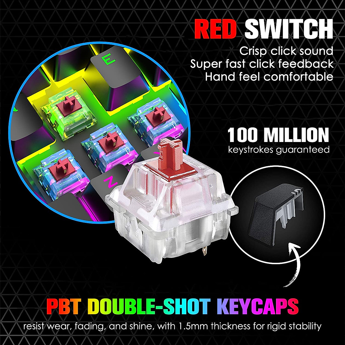 MAGIC-REFINER 60% Mechanical Gaming Keyboard Red Switch Mini 62 Keys Wired Type C 14 Backlit Effects,Lightweight RGB 6400 DPI Honeycomb Optical Mouse Mouse pad for Windows & Mac PC Gamer(Blue)