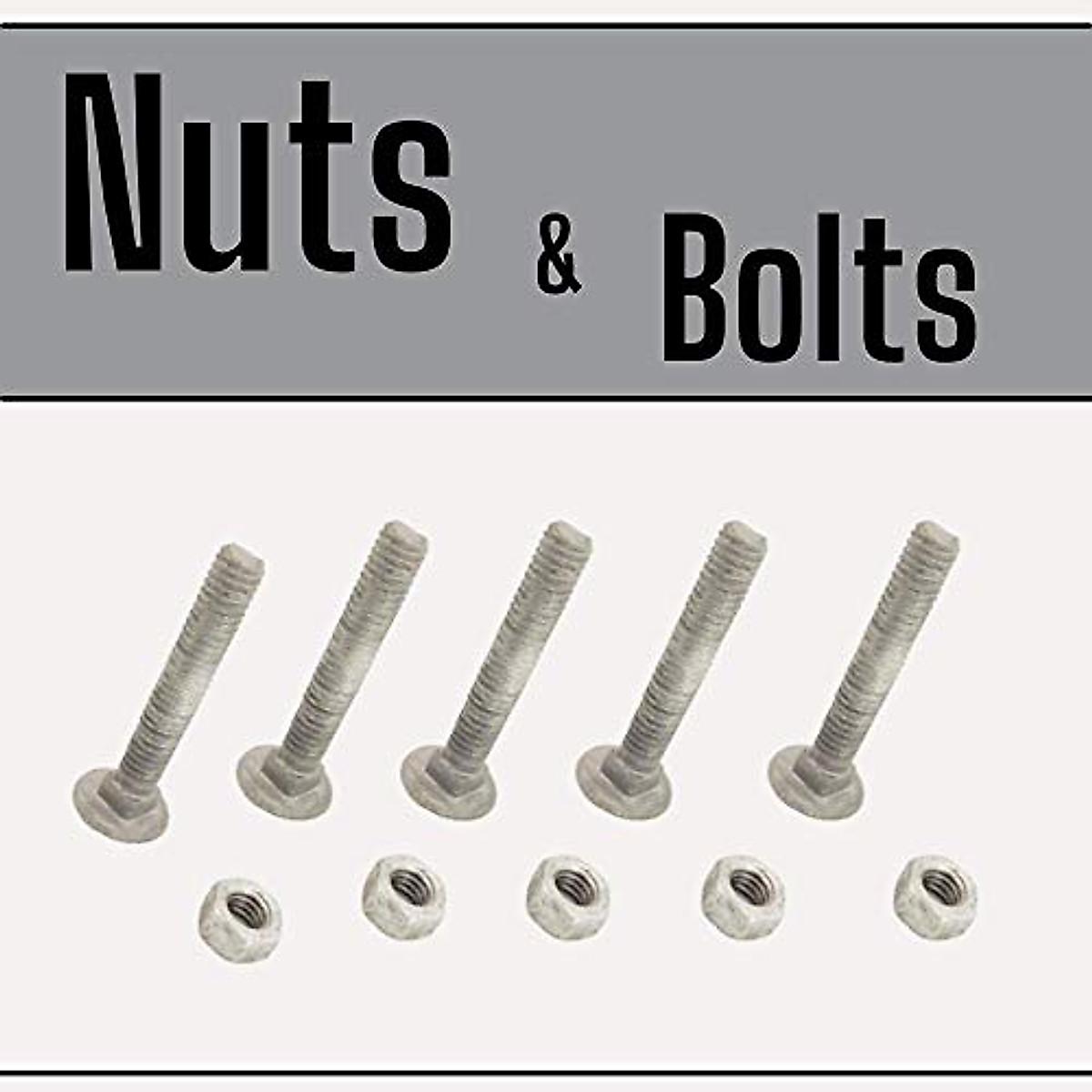 Canadian Fence & Hardware 516 x 2inch 10 Pack of Carbon Steel Rust Free Hurricane RoundFlat Head Carriage Bolt with Hex Nut for Home, Office Appliance, Fence Deck and Industries , Grey
