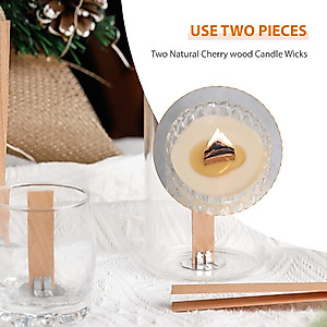 Ziosxin 100 Pcs Smokeless Cherry Wood Candle Wicks, Long Lasting Flame, Easily Burn, Candle Cores with Stand and Glue Dot, Warning Label for DIY Candle Making