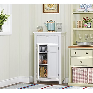 Spirich Freestanding Bathroom Cabinet with Drawer and Adjustable Shelf, Floor Tall Storage Cabinet (White)