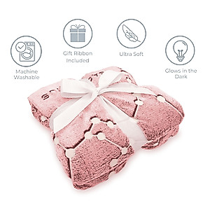 Constellation Blanket Glow in The Dark | Multiple Sizes | All Zodiac Horoscope Signs | Gift for Solar, Star, Astronomy, Astrology & Astronaut Lovers | Men, Women, Teen, Boys & Girls (Pink 60x50in)