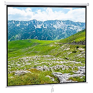 119" Projector Screen Manual Pull Down, Outdoor Movie Screen, 1:1 4K HD Wrinkle-Free Portable Projection Screen for Movie Home Office Presentation Video Game, Enjoy Outdoor Film Night, Easy to Set Up