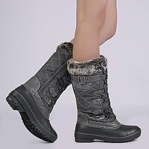 DREAM PAIRS Women's DP Warm Faux Fur Lined Mid Calf Winter Snow Boots,Size 10,Grey,DP-AVALANCHE