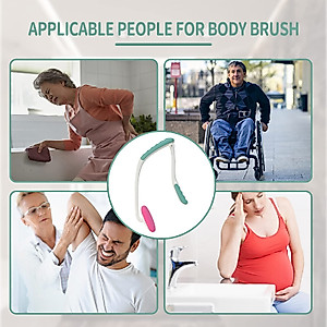 Back Scrubber for Shower, 29.5 in Bath Brushes Long Handles for Elderly, Detachable Curved Back Scrubber, Back Brush for Disabled with Limited Arm Movement, Frozen Shoulder, Men and Women