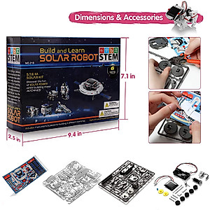 Solar Robot Toys 6 in 1 STEM Learning Kits Educational Space Moon Exploration Fleet Building Experiment Toys DIY Solar Power Science Gift for Kids Aged 8-12