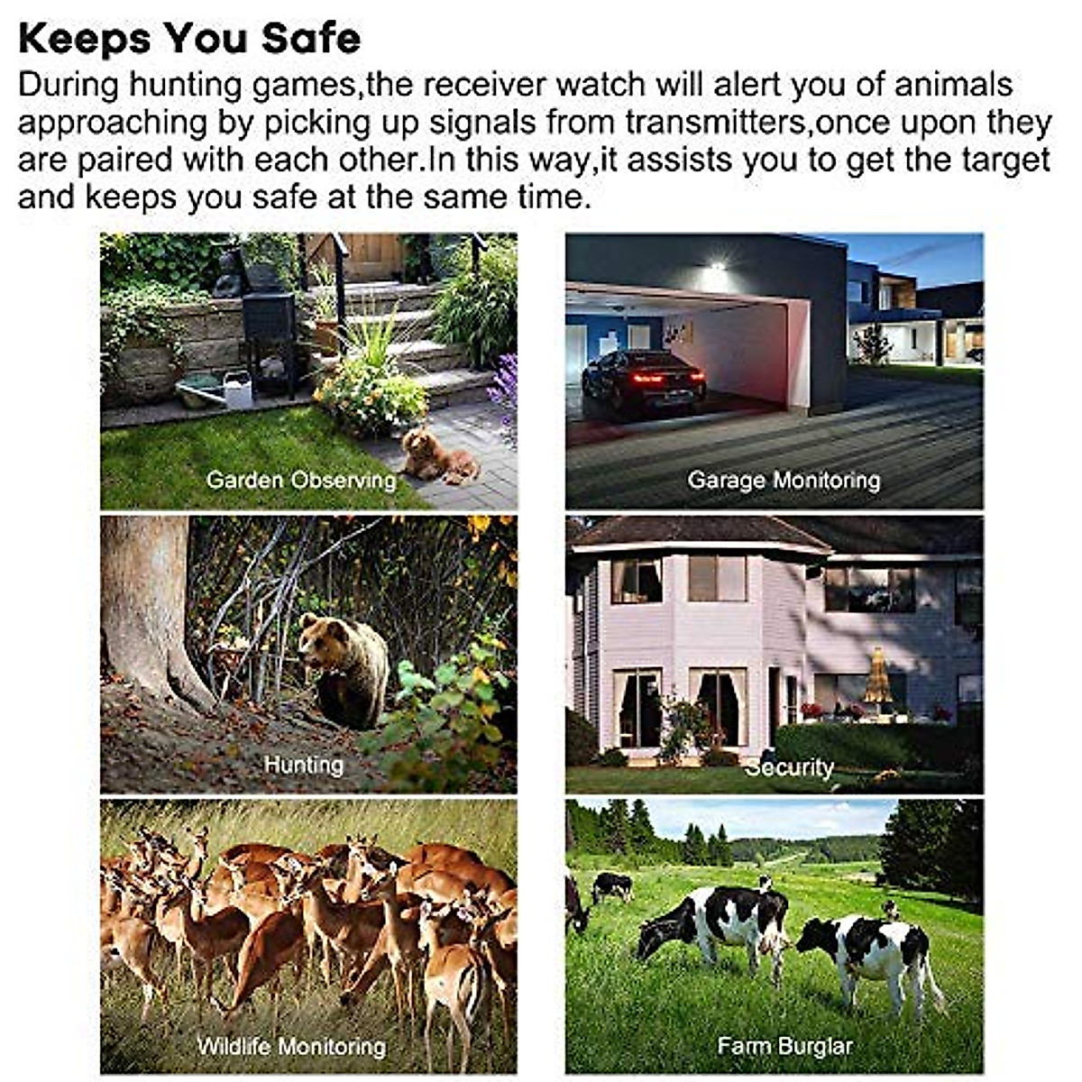 Olymbros Security Sensors/Outdoor Animals Alarm System Kit 360°20m/ Long Range IR IP54 Motion Detector&Sensor with Sound/Vibration/Visual Three Alerts for Hunting/Camping/Home Security