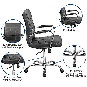 Flash Furniture Vivian Mid-Back Black Vinyl Executive Swivel Office Chair with Chrome Base and Arms