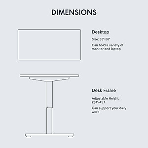 FLEXISPOT 55 x 28 Inches Electric Stand Up Desk Workstation Home Office Computer Standing Table Height Adjustable Desk (Black Frame + 55" White Top, 2 Packages)