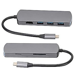 UBS Hub Extension, 6 in 1 USB3.0 Adapter Type C Multi‑Port USB C Expander Dock, to HDMI 4K Adapter Cable for Chrome Operating System/Windows7/8/10/XP/Linus/Vista