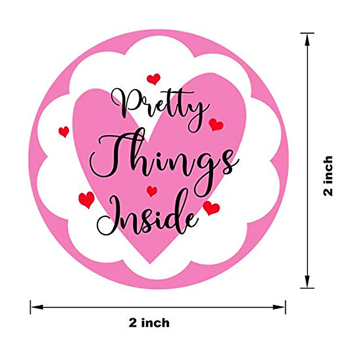 Pretty Things Inside Stickers - Round Heart Thank You Stickers - Thanks for Shopping Small Shop Local Handmade Waterproof Blue Love Labels- 2 Inch （504 pcs） (Pink)