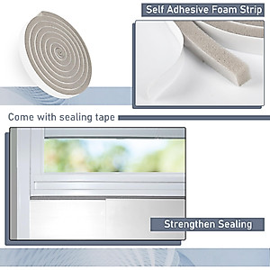 Flamorrow Dual Hose Portable Air Conditioner Window Kit, 5" Diameter Adjustable Window Seal Plates with Foam Seal Strip, Sliding AC Window Vent Kit for Exhaust Hose, White