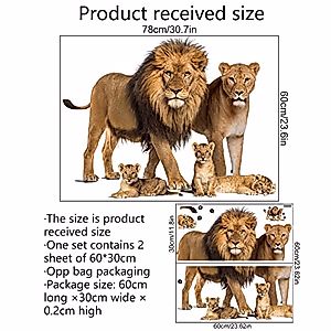 Lion Wall Sticker, 3D Jungle Wildlife Sticker Removable Wall Sticker Self Adhesive Ferocious Lion Mural Decorative Children's Nursery Living Room Bedroom Art Wall Sticker (Black)