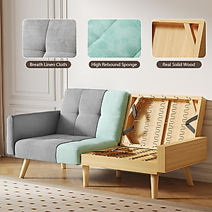 Gizoon Futon Couch Bed, 70.9" Sleeper Sofa with Adjustable Backrest, Modern Folding Daybed for Living Room, Dorm, Bedroom, Apart, 6 Legs and 2 Extra Support Rods, Removable Armrests