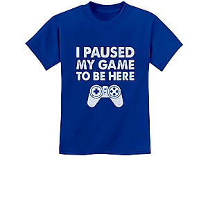 Kids Gamer Shirt I Paused My Game to Be Here Gifts for Gamers Boys Youth Gaming Shirts Medium Blue