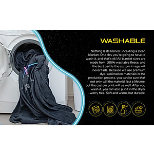 Personalized Lightsaber Theme Fleece Throw Blanket - Perfect for Home, Travel, Kids, Gifts, Presents, Baby Blanket (50" x 60" - Sherpa Cream)