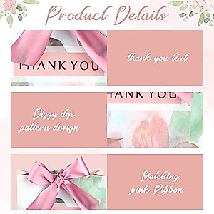 Pink Thank You Bags with Pink Bow Ribbon, Small Candy Goodie Gift Bags Treat Boxes for Wedding Bridal Baby Shower Business Party Supplies, 4.53 x 1.77 x 3.94 Inches (24 Pcs)