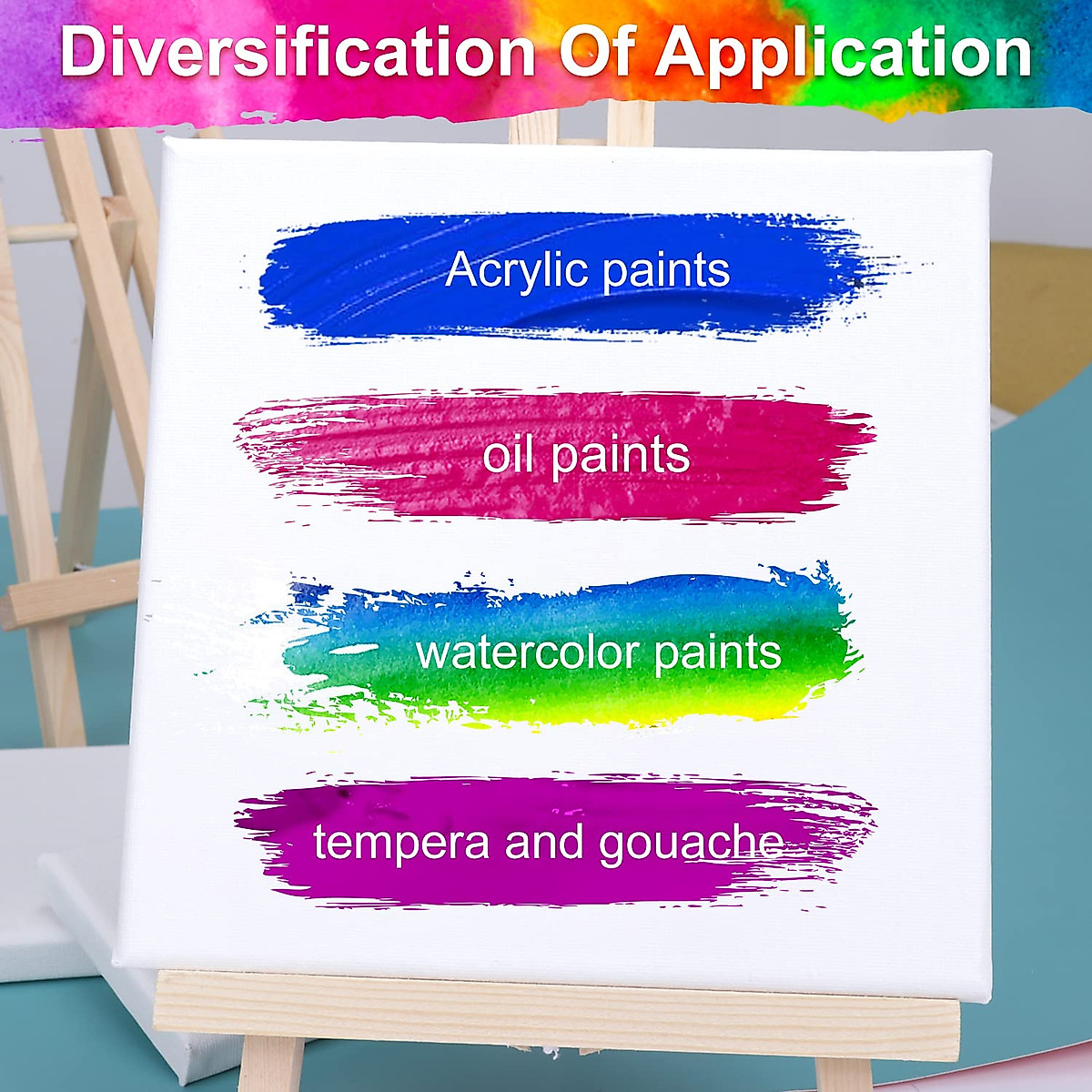 4 Packs Square Canvases for Painting with 4"x 4", 6"x 6", 8"x 8", 10"x 10", Painting Canvas for Oil & Acrylic Paint