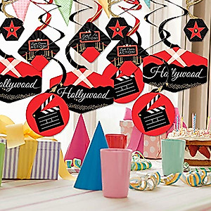 Big Dot of Happiness Red Carpet Hollywood - Movie Night Party Hanging Decor - Party Decoration Swirls - Set of 40