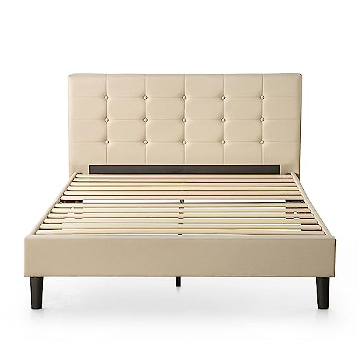 ZINUS Ibidun Upholstered Platform Bed Frame, Mattress Foundation, Wood Slat Support, No Box Spring Needed, Easy Assembly, King, Beige