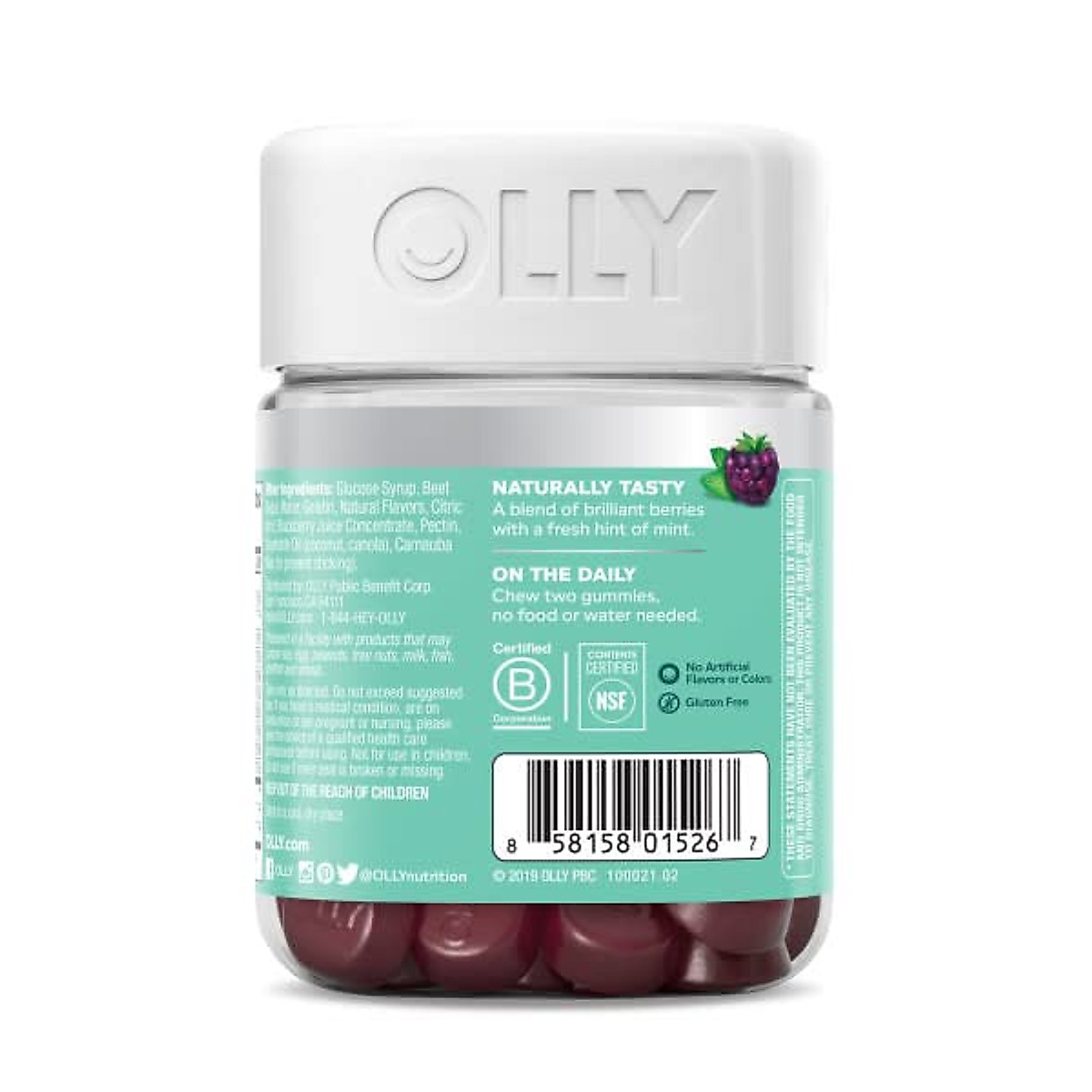 OLLY Flawless Complexion Gummy, Clear and Healthy Skin Support, Vitamins E, A, Zinc, Chewable Supplement, Berry - 50 Count (Pack of 1)