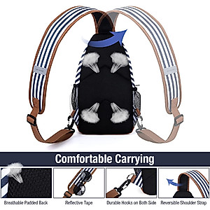 Lekebobor Sling Bag Crossbody Sling Backpack Travel Hiking Chest Bag Daypack,Blue Striped Large.