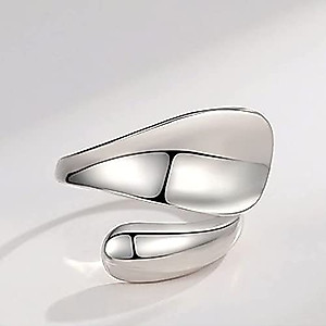 WPPHXY 925 Sterling Silver Rings Handmade Rings Adjustable Open Teardrop Rings Waterdrop Ring for Women Girls Color 1