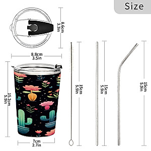 Wassud Cactus Pattern 20 oz Tumbler with Lid and Straw Stainless Steel Double Wall Vacuum Tumblers Insulated Travel Coffee Mug for Cold and Hot Drinks