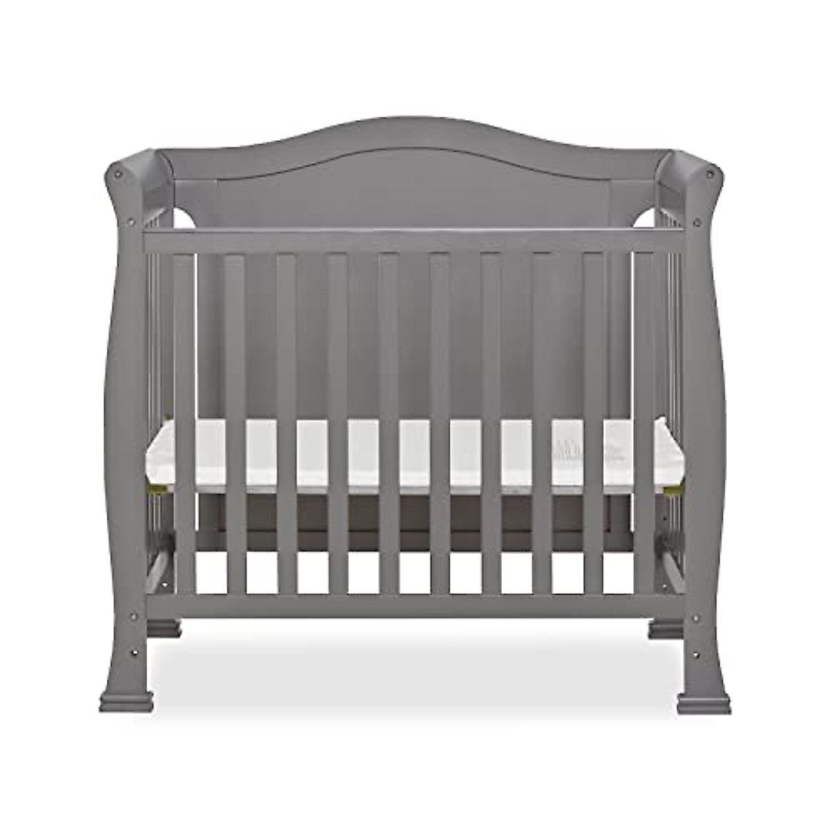 Dream On Me Addison Full Panel 4-in-1 Convertible Mini Crib in Storm Grey, JPMA Certified Baby Crib, Non-Toxic Finish, New Zealand Pinewood, Low to Floor Design