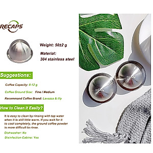 RECAPS Only 1 Stainless Steel Refillable Filter Reusable Pod Compatible with Vertuoline Coffee Makers BUT Not All 230ml (Only 1 Pod, Aluminum Seals Lids excluded)