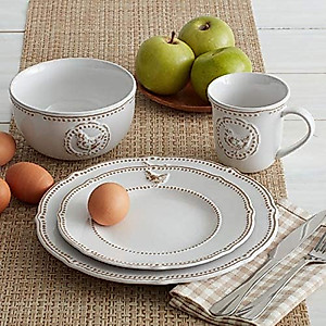 Pfaltzgraff Farmhouse Dinnerware Set (16 Piece), Blue, White