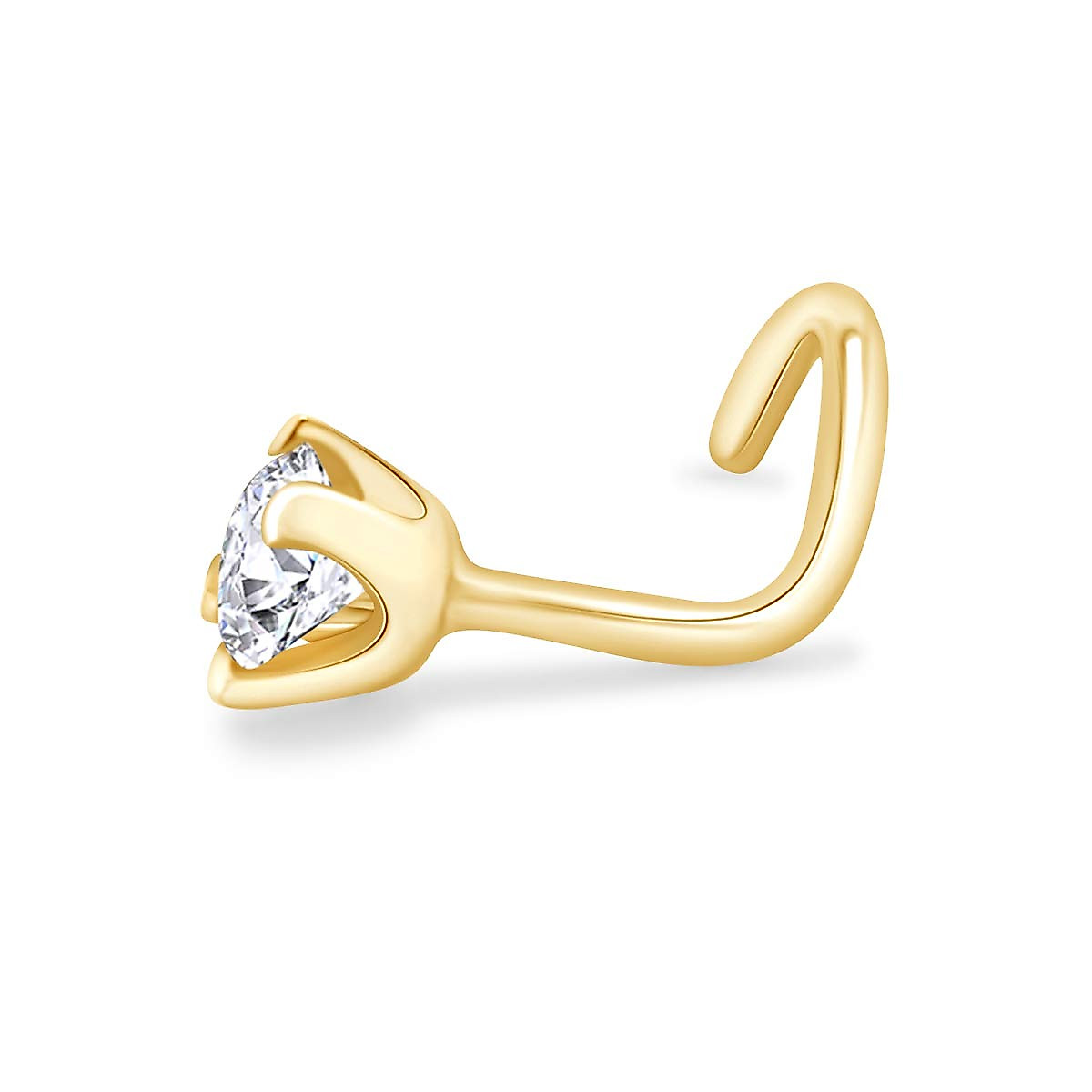 THE JEWEL ZONE 14K Solid Yellow Gold 22G Nose Stud Ring Jewelry Cubic Zirconia 1/1.5/2/2.5/3 MM