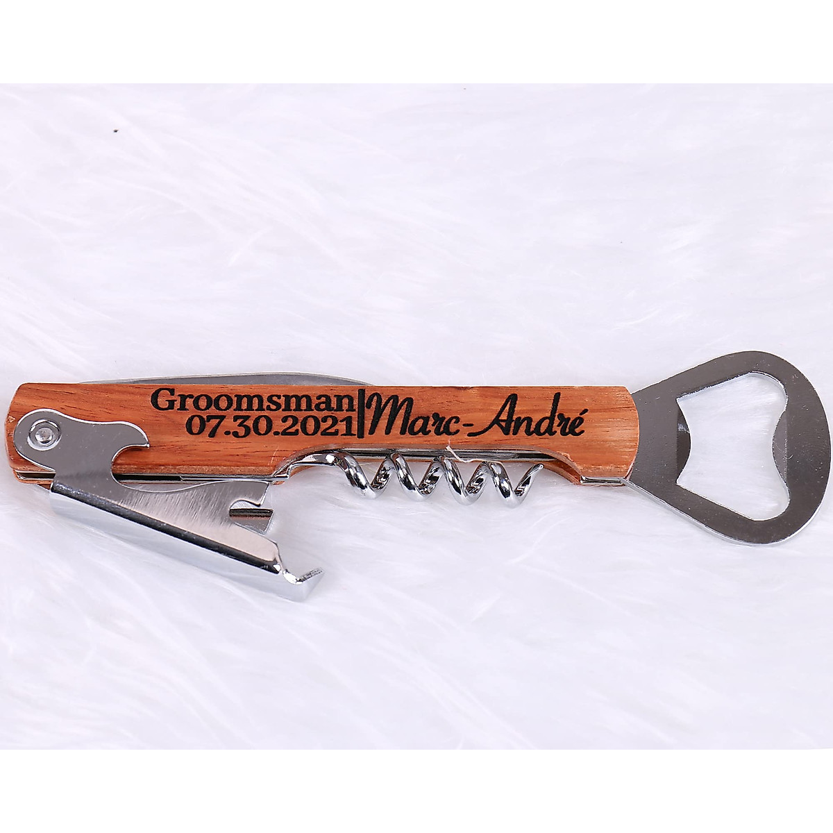 Personalized Engraved corkscrew opener Personalized wood bottle opener Wine corkscrew, custom bottle opener Bottle Openers Laser Engraved