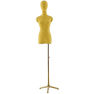 Tailors Dummy Female Manikins with Adjustable Height Golden Tripod Stand | for Dress Form Jewelry Display Tailors Dummy Dressmakers Dummy