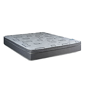 Continental Sleep Medium Plush Foam Encased Hybrid Eurotop Pillowtop Innerspring Mattress and 8" Wood Fully Assembled Boxspring/Foundation Set, Full Size