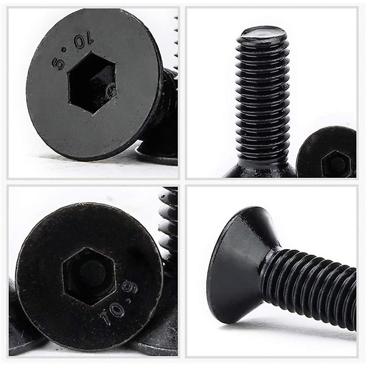 50 Pcs M6-1.0 x 16mm Flat Head Socket Cap Screws, Alloy Steel Grade 10.9, DIN 7991, Allen Socket Drive,Hex Drive,Black Oxide Finish (M6-1.0 x 16mm)