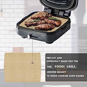 WMKGG Unbleached Air Fryer Parchment Paper, 100 PCS Perforated Disposable Air Fryer Liners for Ninja Foodi Grill 5-in-1 AG301 4qt Air Fryer