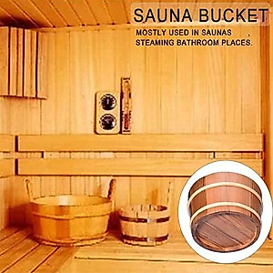 Astarama Sauna Bucket and Ladle, Handmade Cedar Wooden Hot Tub Barrel Sauna Natural Sauna Spa Accessory Bath Accessories Supplies