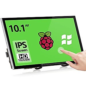 HAMTYSAN Raspberry Pi Screen, 10.1 Inch Touchscreen Monitor 1024x600 Small HDMI Monitor w/Stand, IPS LDC Screen Display for Raspberry Pi 400/4/3/2/Zero/B/B+ Jetson Nano Win11/10/8/7